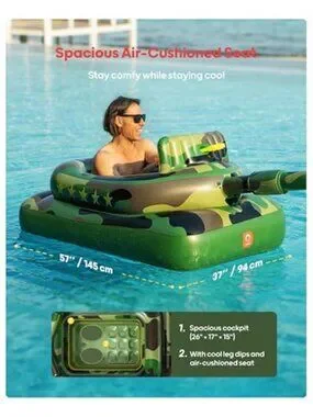 Toys | Inflatable Tank Pool Float Ride On Water Cannon Camouflage Adult ...